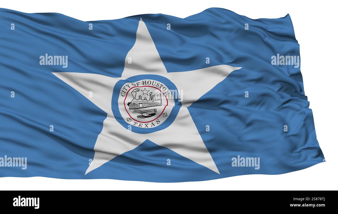 Isolated Houston City Flag, City of Texas State, Waving on White ...