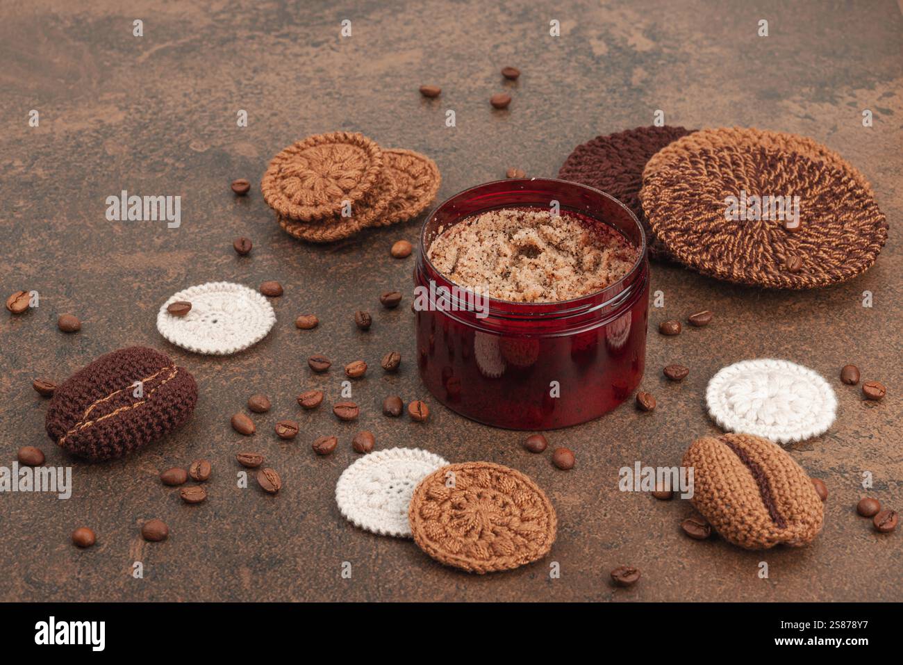 Self care, beauty and cleaning concept. Aroma coffee body scrub ...