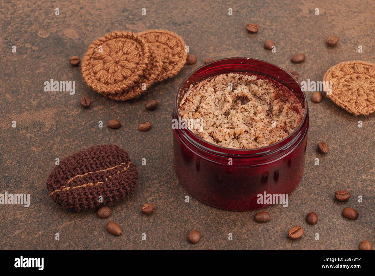Self care, beauty and cleaning concept. Aroma coffee body scrub ...