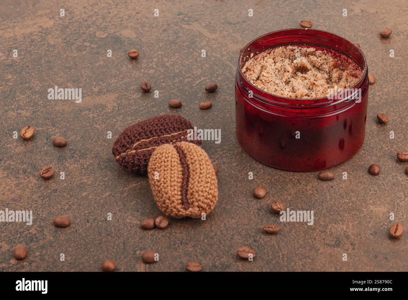 Self care, beauty and cleaning concept. Aroma coffee body scrub ...