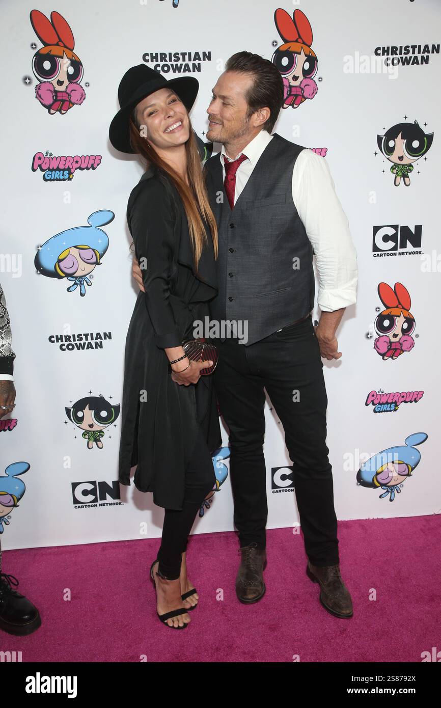 Liz Godwin and Jason Lewis at the Christian Cowan X The Powerpuff Girls ...