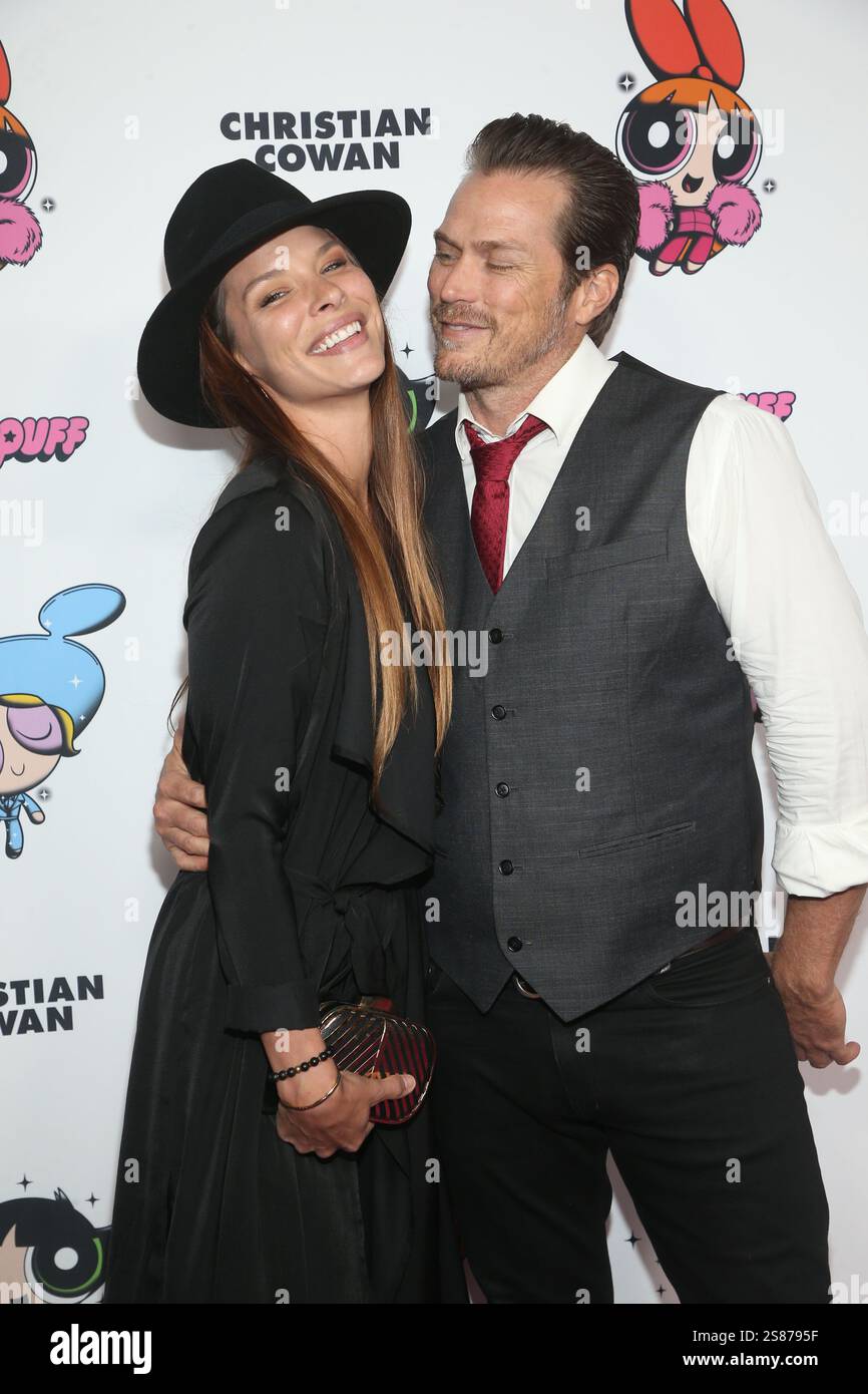 Liz Godwin and Jason Lewis at the Christian Cowan X The Powerpuff Girls ...