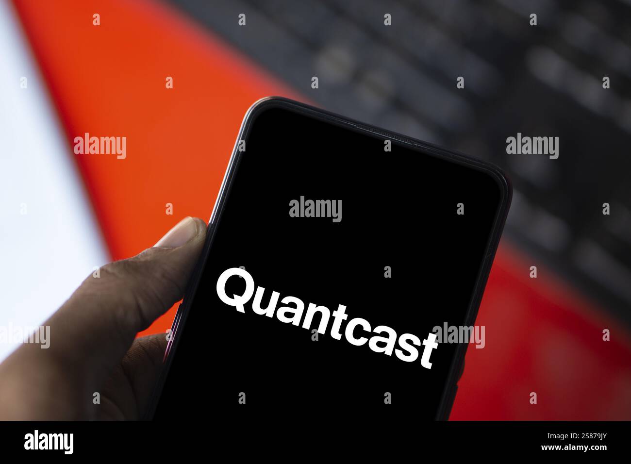 Quantcast logo is displayed on smartphone. Quantcast is an American technology company Stock ...