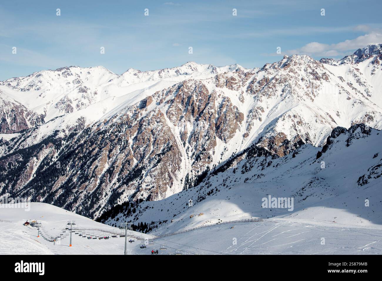 Chimbulak Ski Resort Kazakhstan mountain snowy winter landscape Stock ...