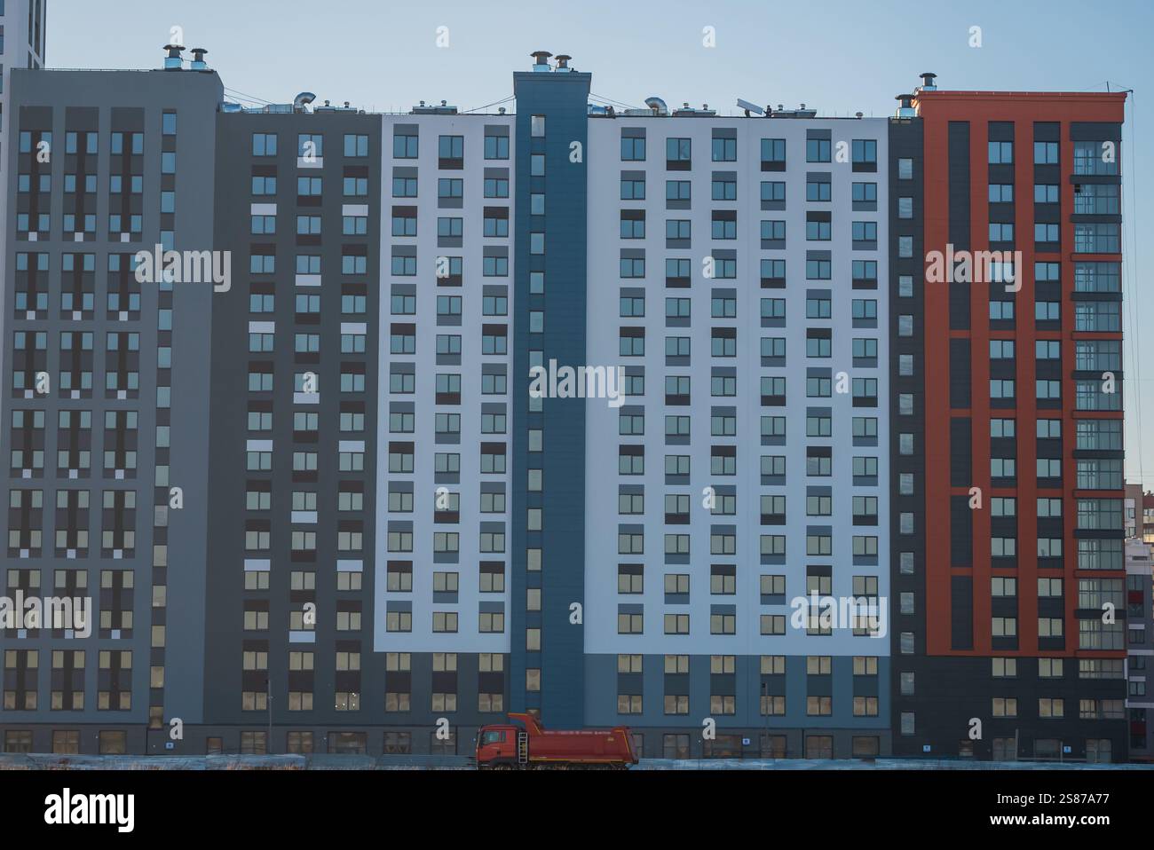 Newly constructed apartment buildings showcasing diverse architectural ...