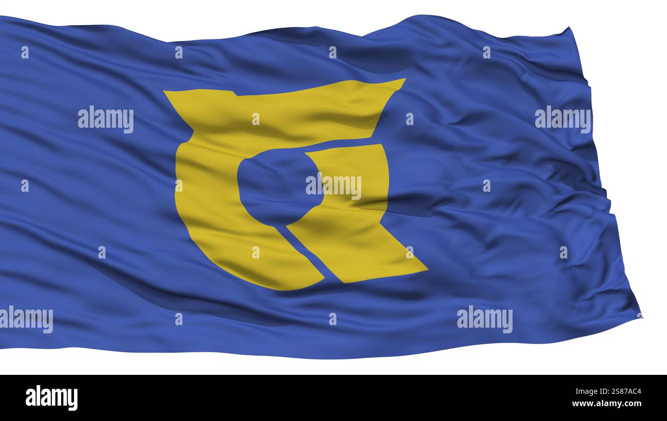 Isolated Tokushima Japan Prefecture Flag, Waving on White Background ...