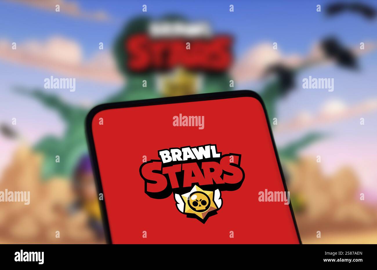 brawl stars logo is displayed on smartphone. Brawl Stars is a ...