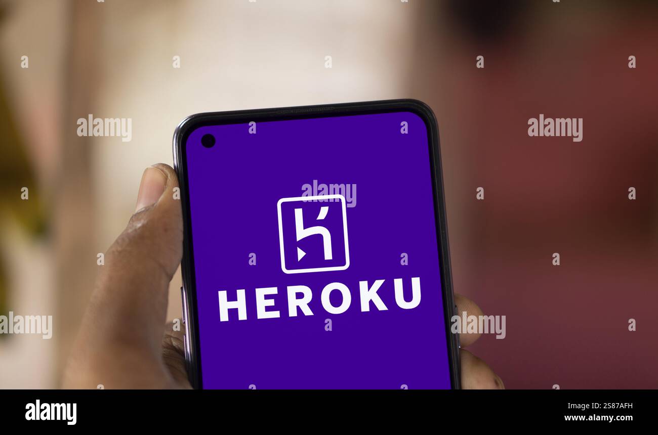 heroku logo is displayed on smartphone. Heroku is a cloud platform as a ...