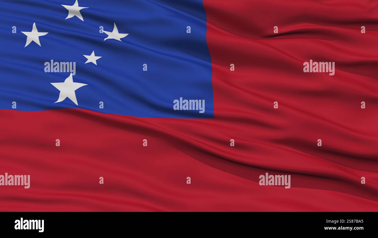 Closeup Samoa Flag, Waving in the Wind, High Resolution Stock Photo - Alamy