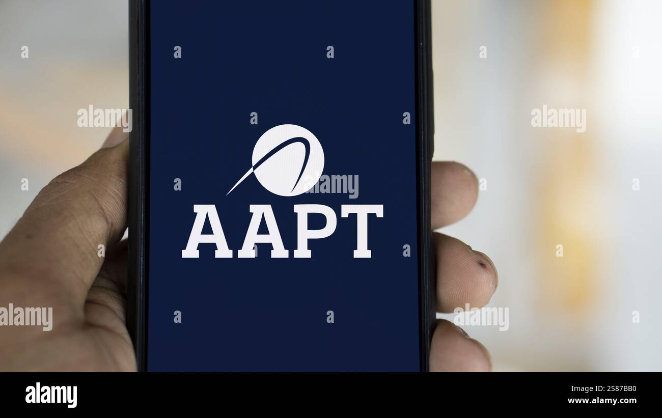 Dhaka, Bangladesh- 18 jan 2025, AAPT logo is displyed on smartphone. AAPT is a fixed-line ...