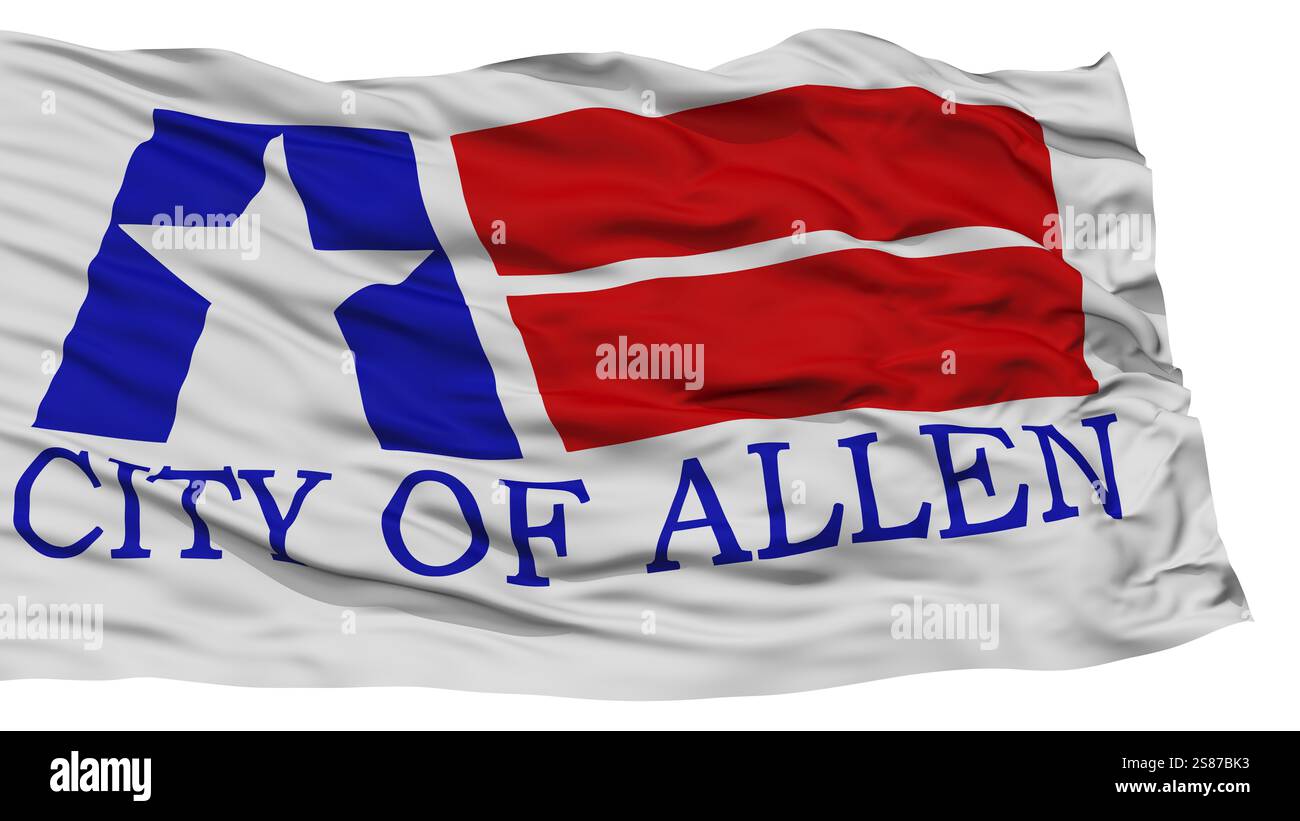 Isolated Allen City Flag, City of Texas State, Waving on White ...