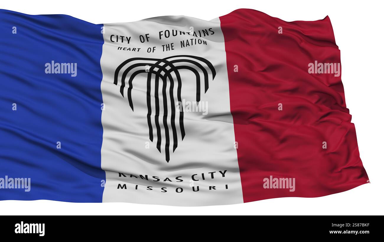 Isolated Kansas City Flag, City of Missouri State, Waving on White ...