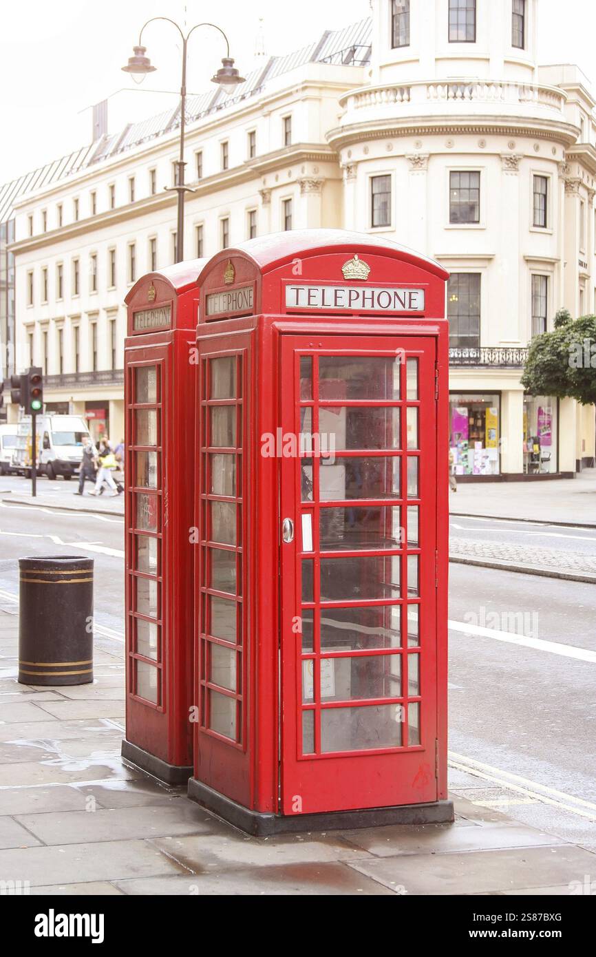 An image of famous red phone boxes in London Stock Photo - Alamy