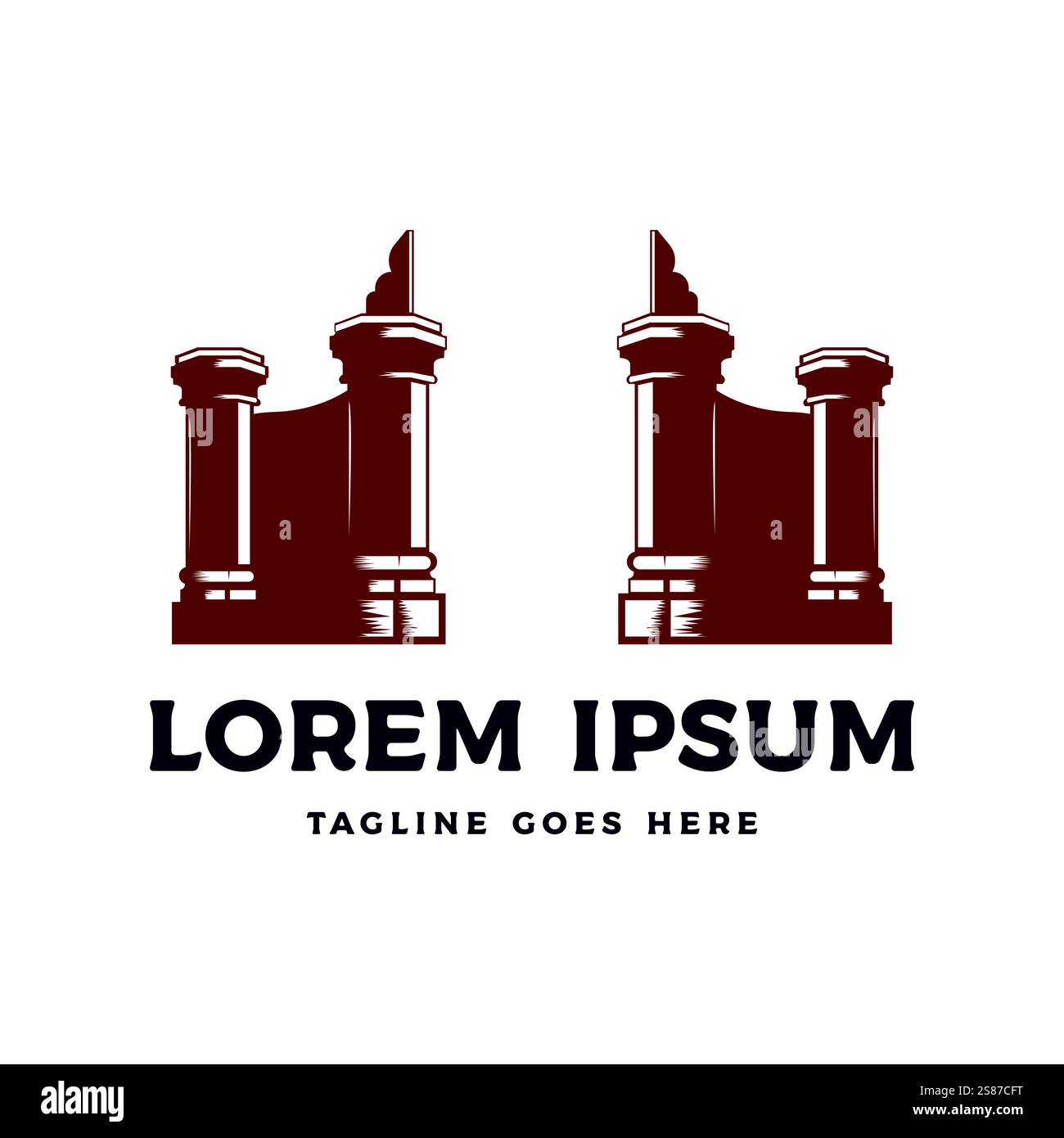 Vintage Retro Old Ancient Brick Stone Gate Icon Illustration Logo ...