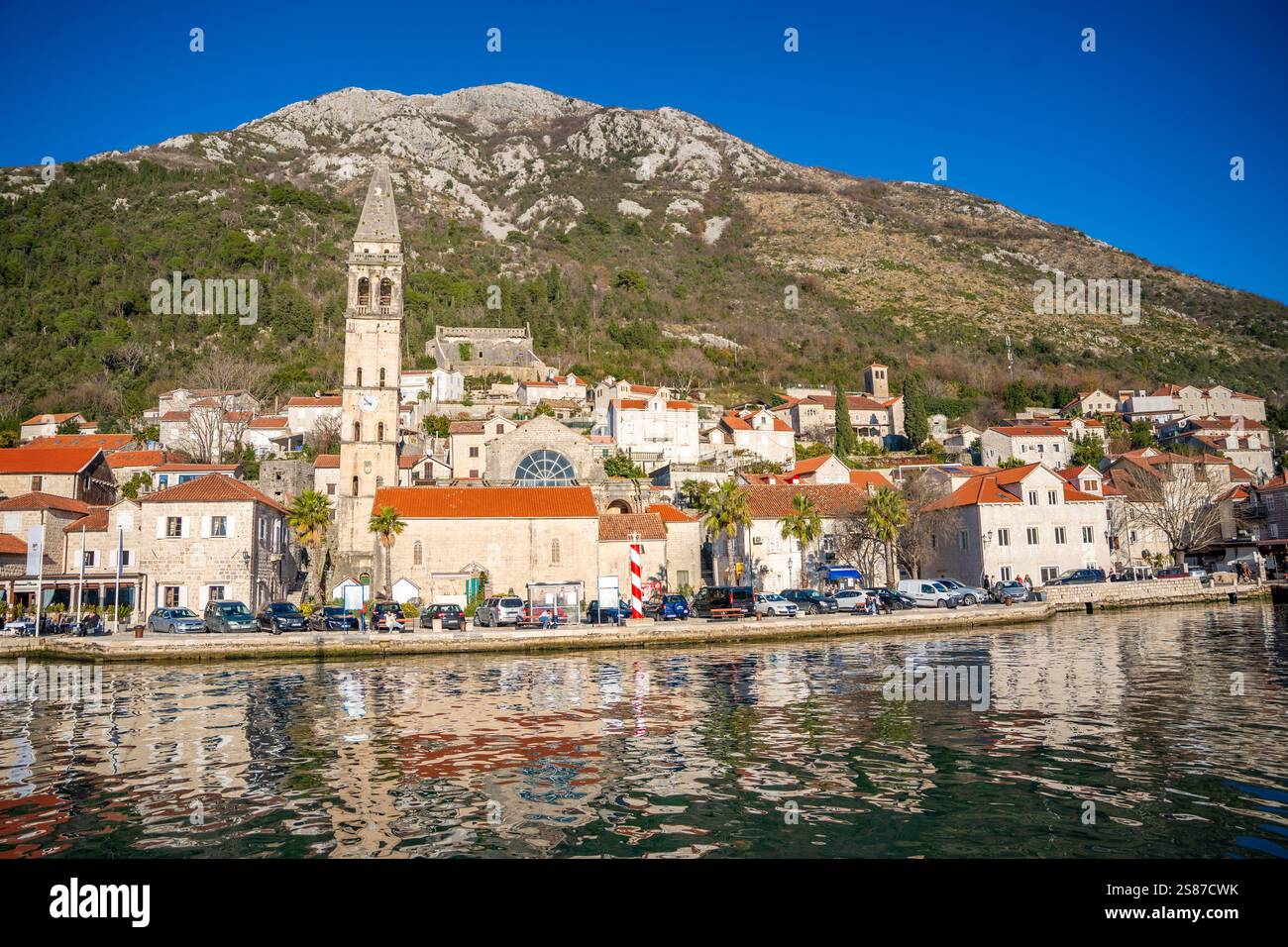 Perast, Montenegro - January 3, 2025: Panorama view of the historic ...