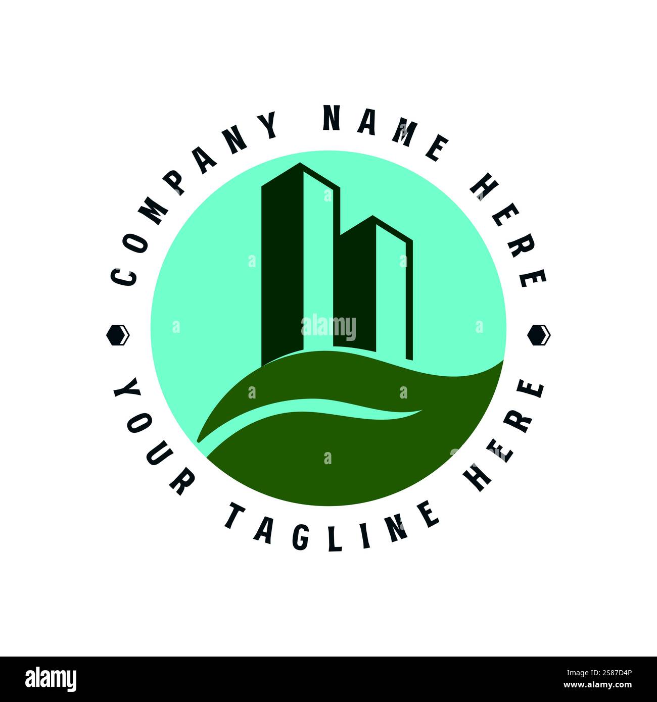 High Building Tower Apartment with Leaf for Real Estate Investment Logo ...