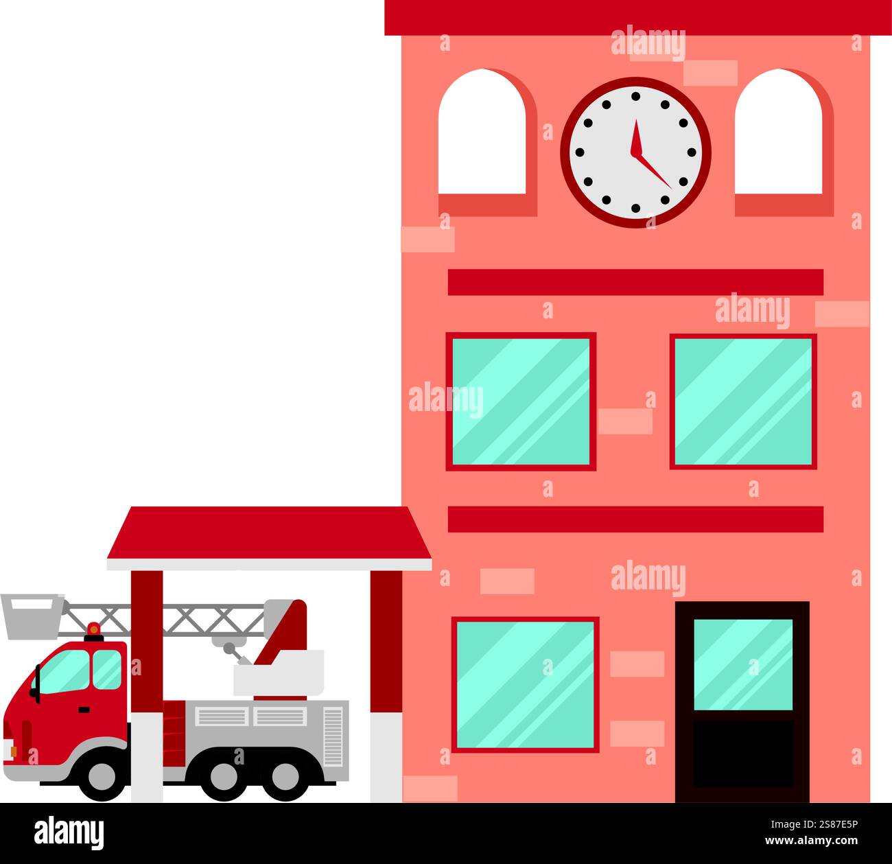 firefighter station with clock Stock Vector Image & Art - Alamy