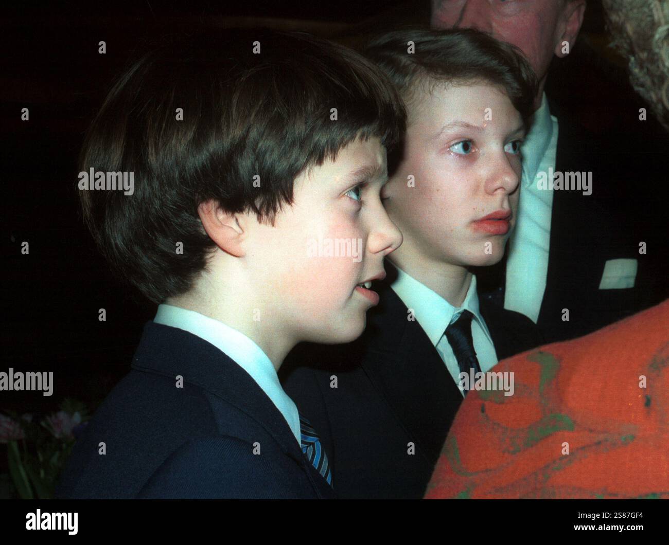 Crown prince Frederik and Prince Joachim of Denmark. year 1982 Stock ...