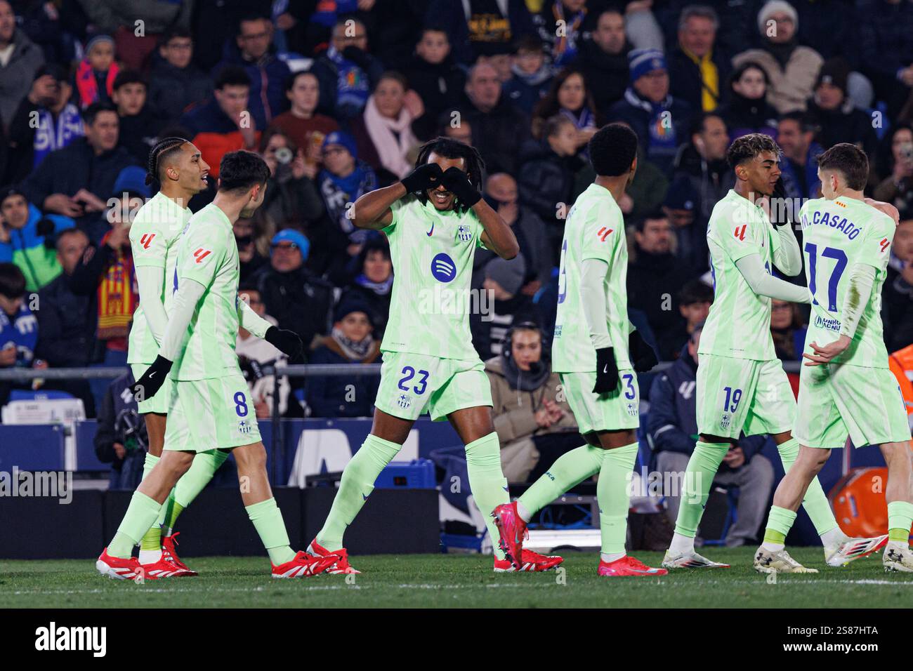 Jules Kounde seen celebrating after scoring goal during LaLiga EA ...