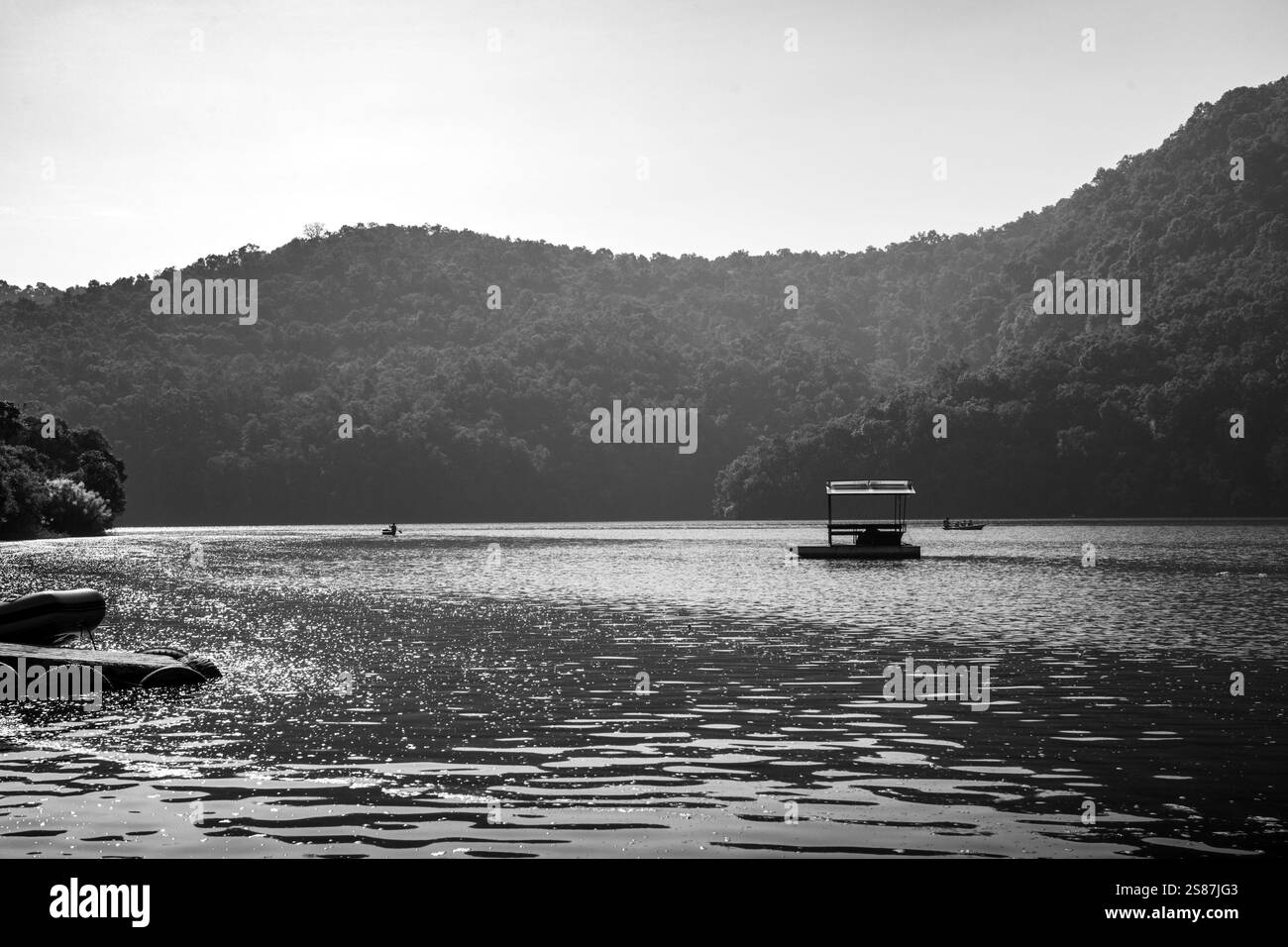 Panorama blue water lake Black and White Stock Photos & Images - Alamy