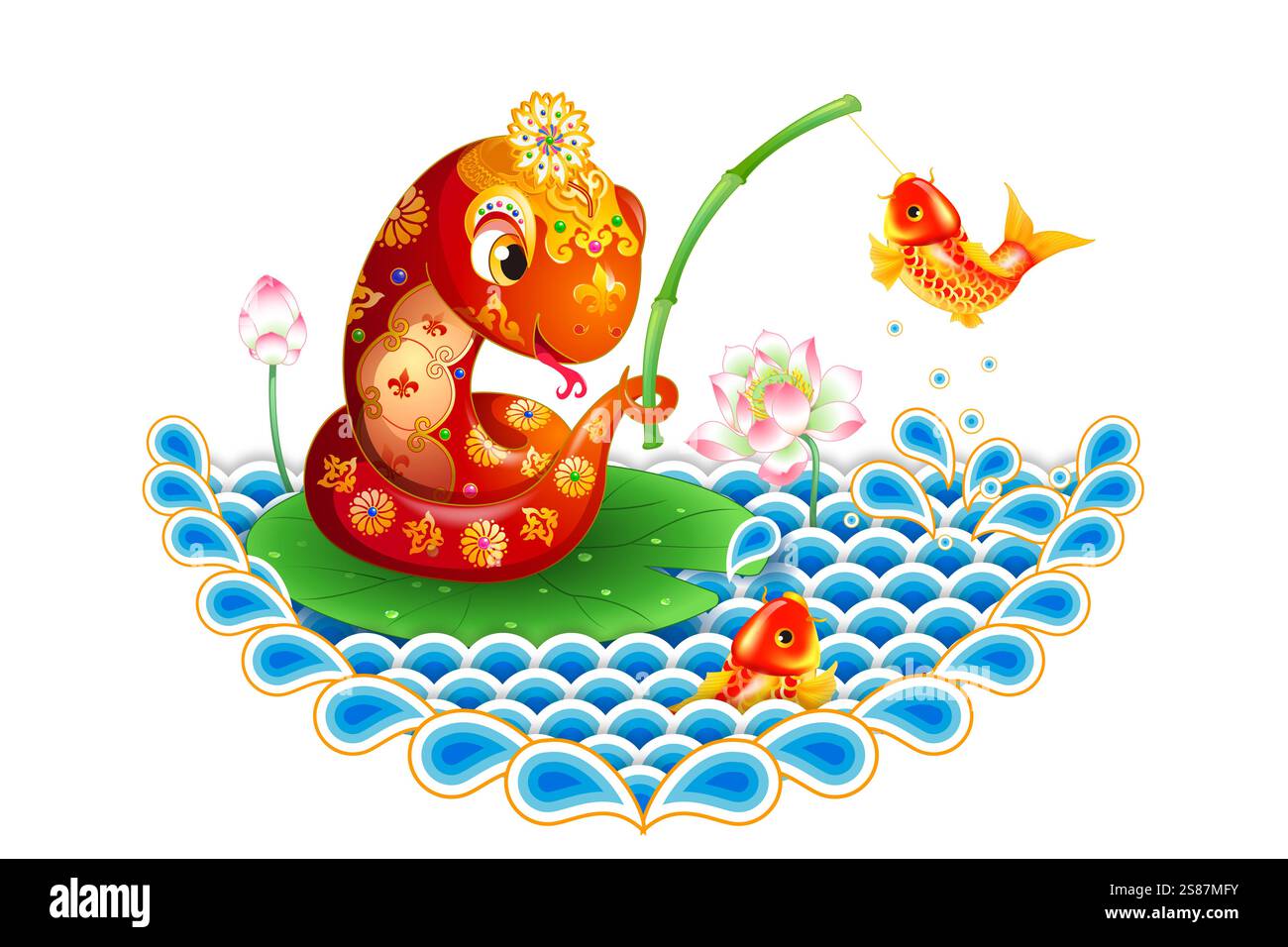 Cute cartoon shaped zodiac snake Stock Photo - Alamy