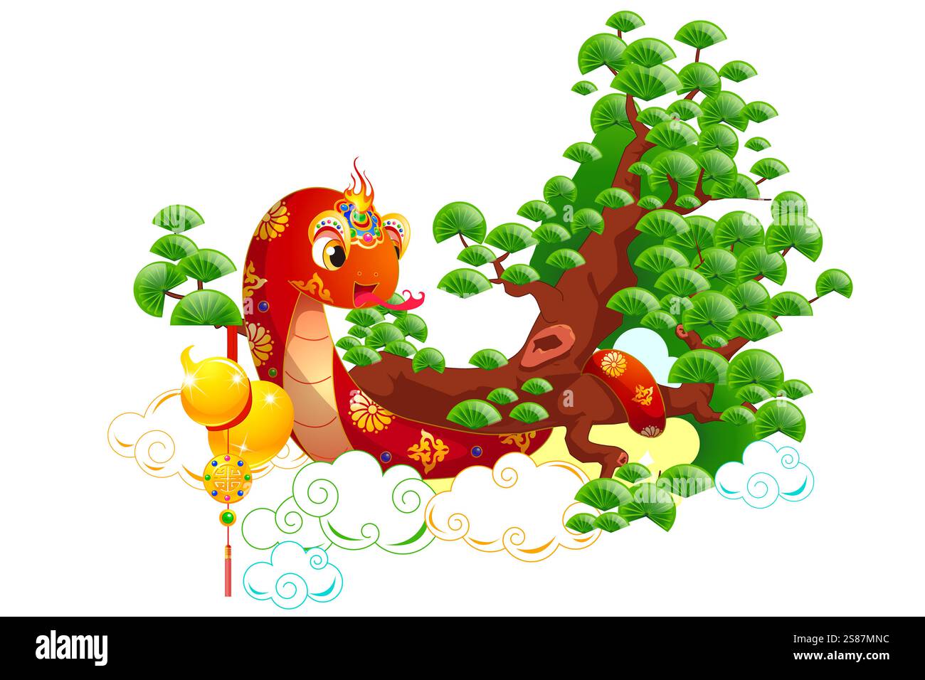 Cute cartoon shaped zodiac snake Stock Photo - Alamy