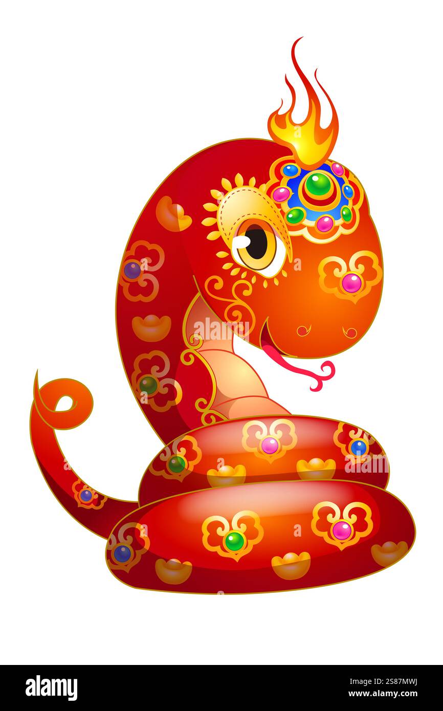 Cute cartoon shaped zodiac snake Stock Photo - Alamy