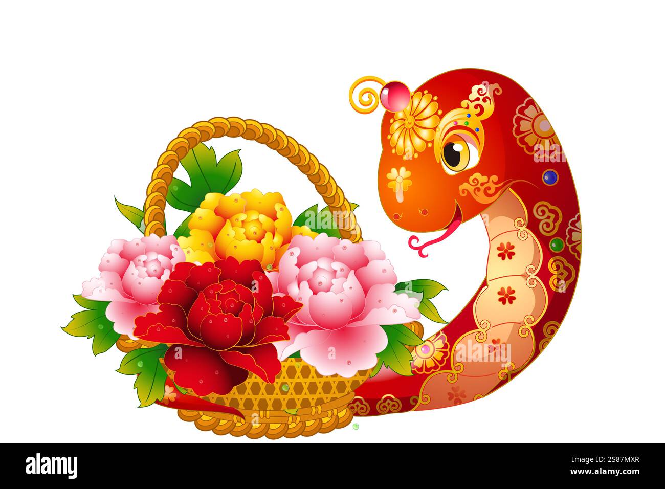 Cute cartoon shaped zodiac snake Stock Photo - Alamy