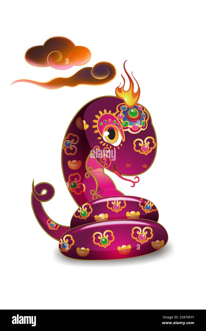 Cute cartoon shaped zodiac snake Stock Photo - Alamy
