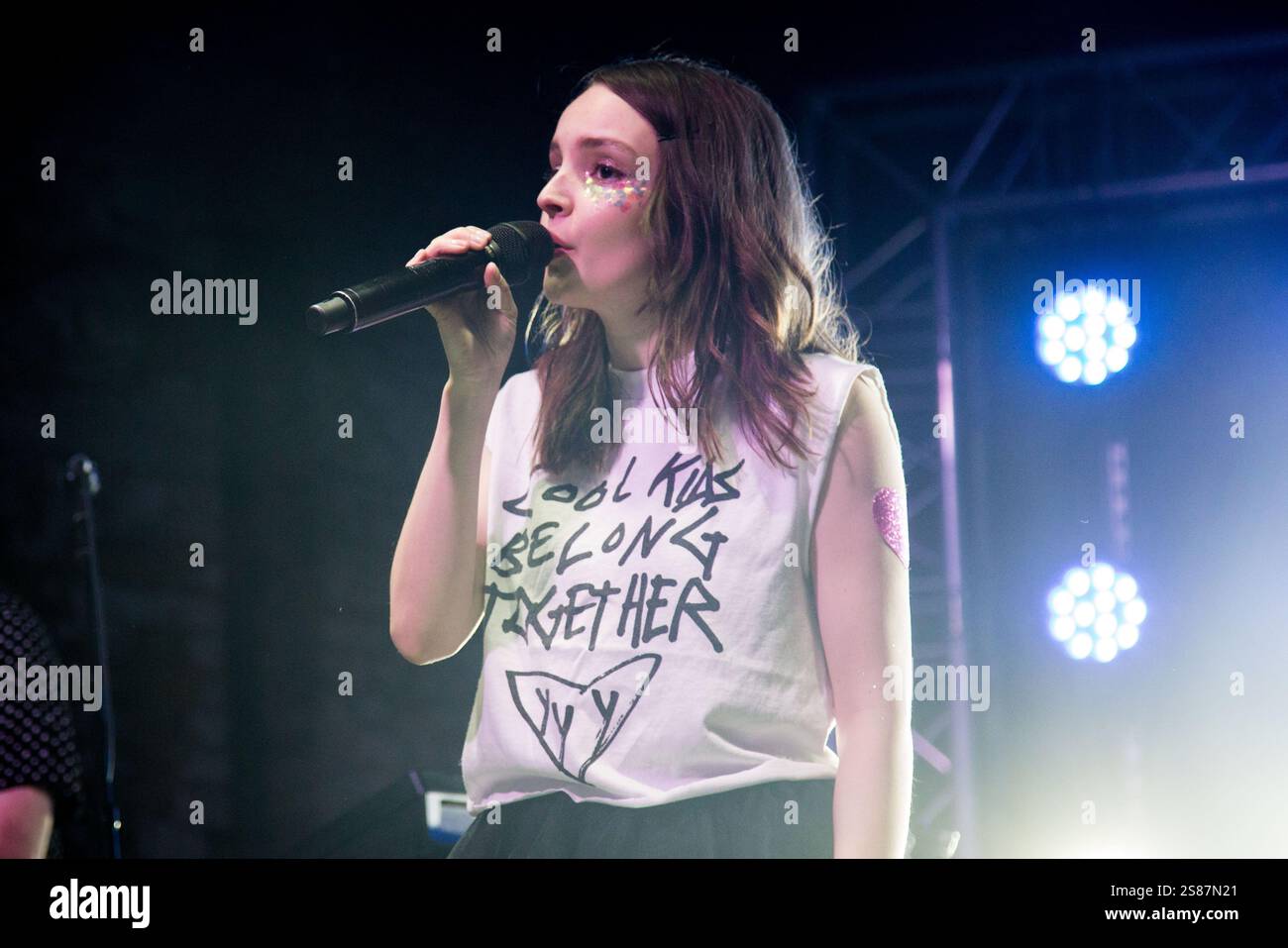 Chvrches (Lauren Mayberry, Martin Doherty, Iain Cook) performing at the ...