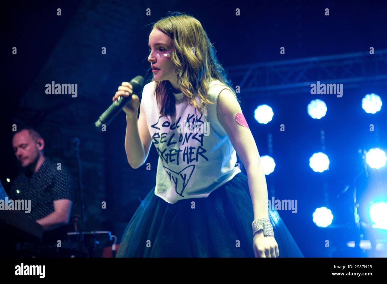 Chvrches (Lauren Mayberry, Martin Doherty, Iain Cook) performing at the ...