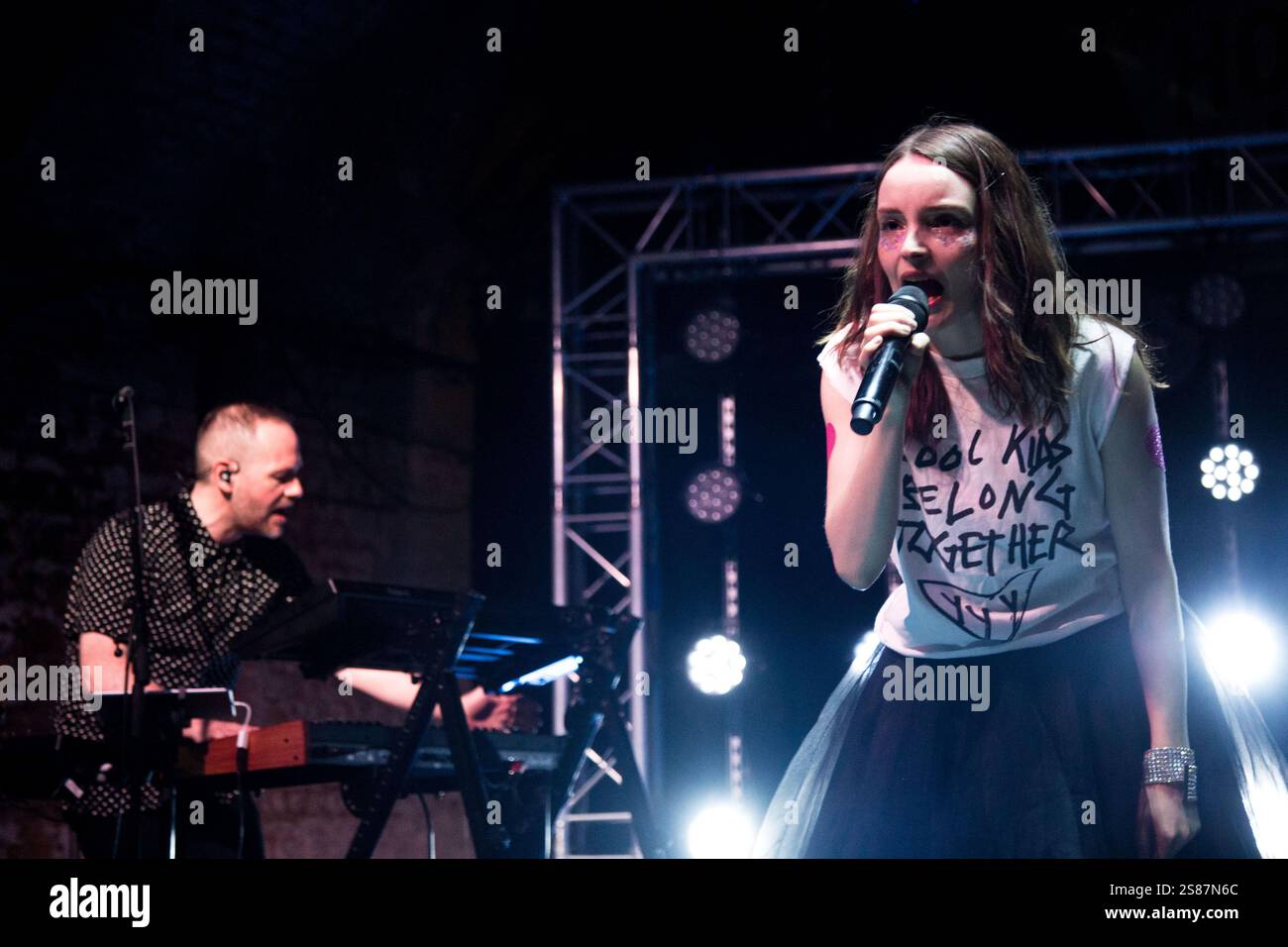 Chvrches (Lauren Mayberry, Martin Doherty, Iain Cook) performing at the ...