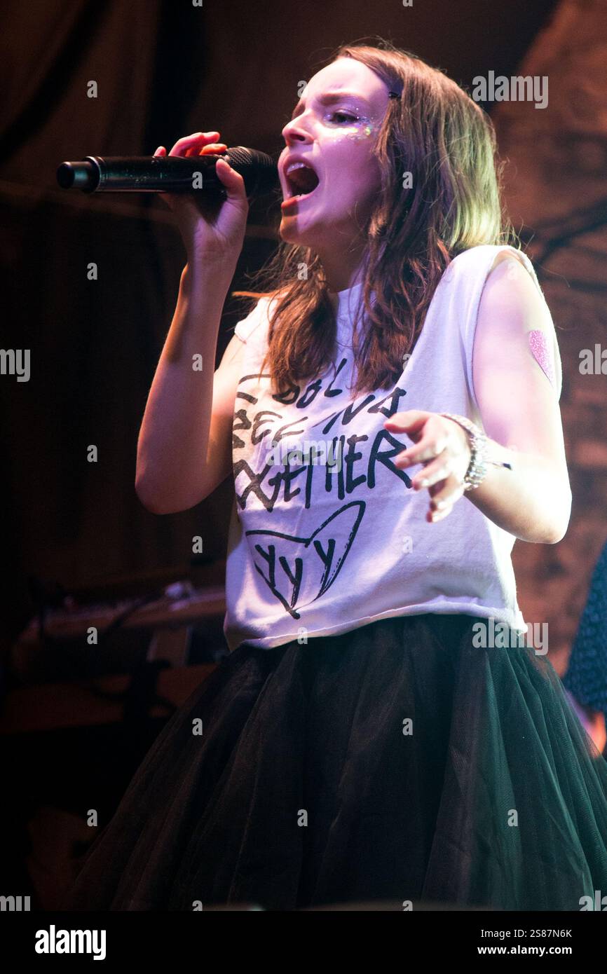 Chvrches (Lauren Mayberry, Martin Doherty, Iain Cook) performing at the ...