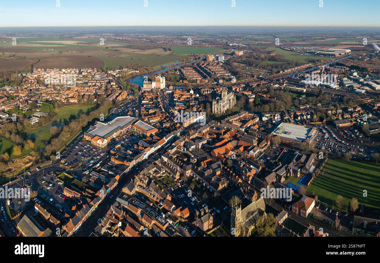 Aerial landscape view of Selby town in North Yorkshire, UK with Selby ...