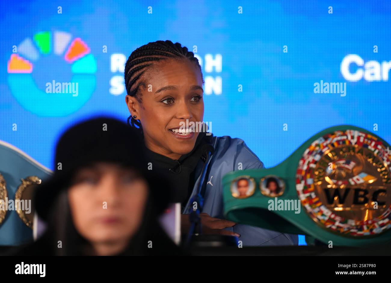 Natasha Jonas during a press conference at The Dorchester, London ...