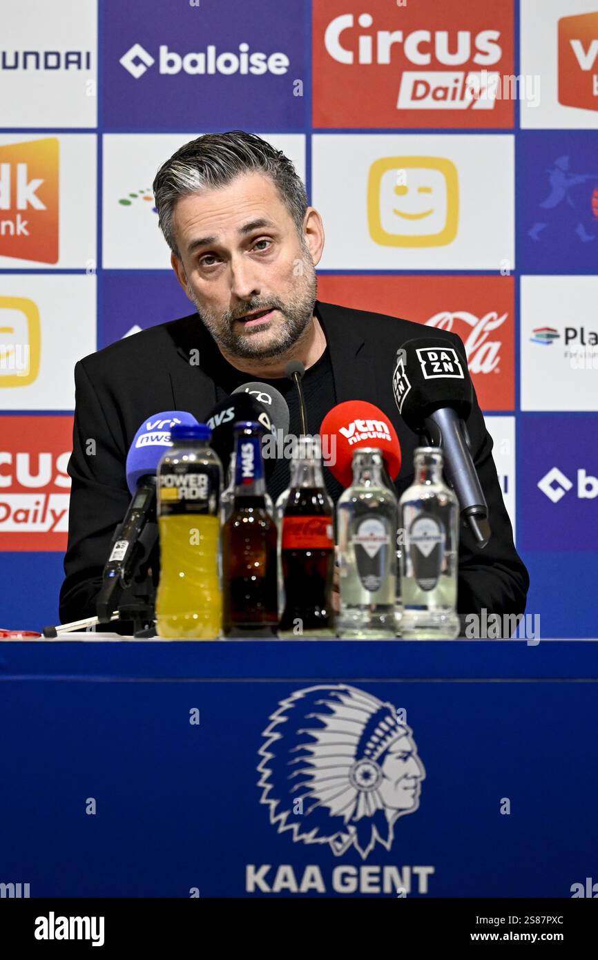 Gent's owner Sam Baro pictured during a press conference of Belgian ...