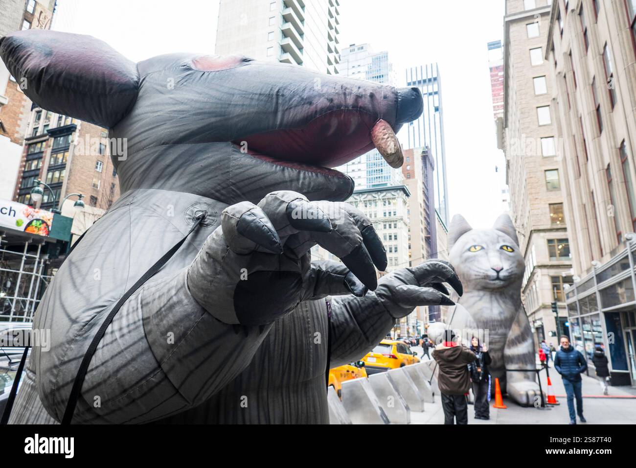 Scabby, a giant inflatable rat and huge Inflatable corporate Cat at a ...