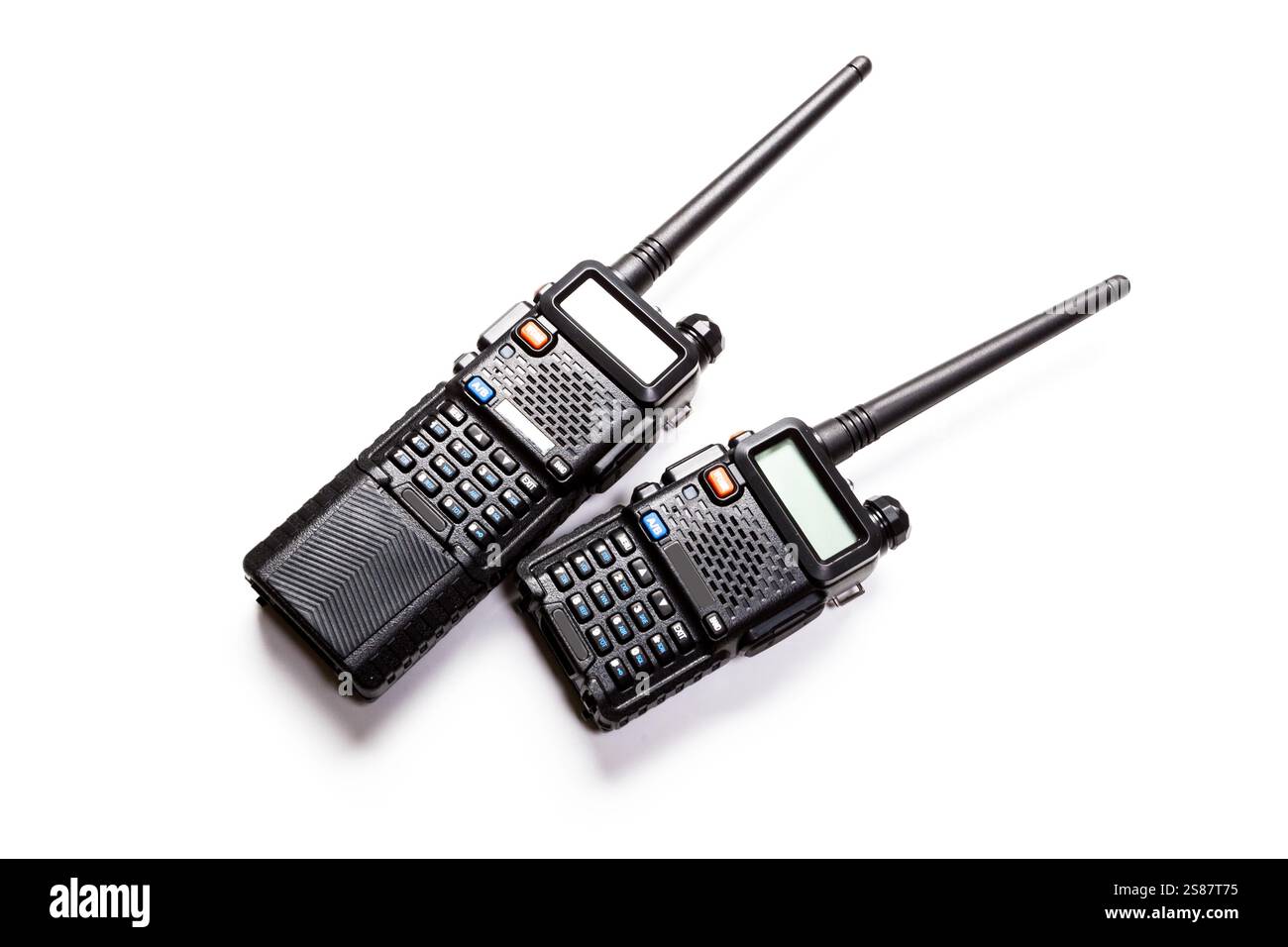 Portable radio transmitter on a white background Stock Photo - Alamy