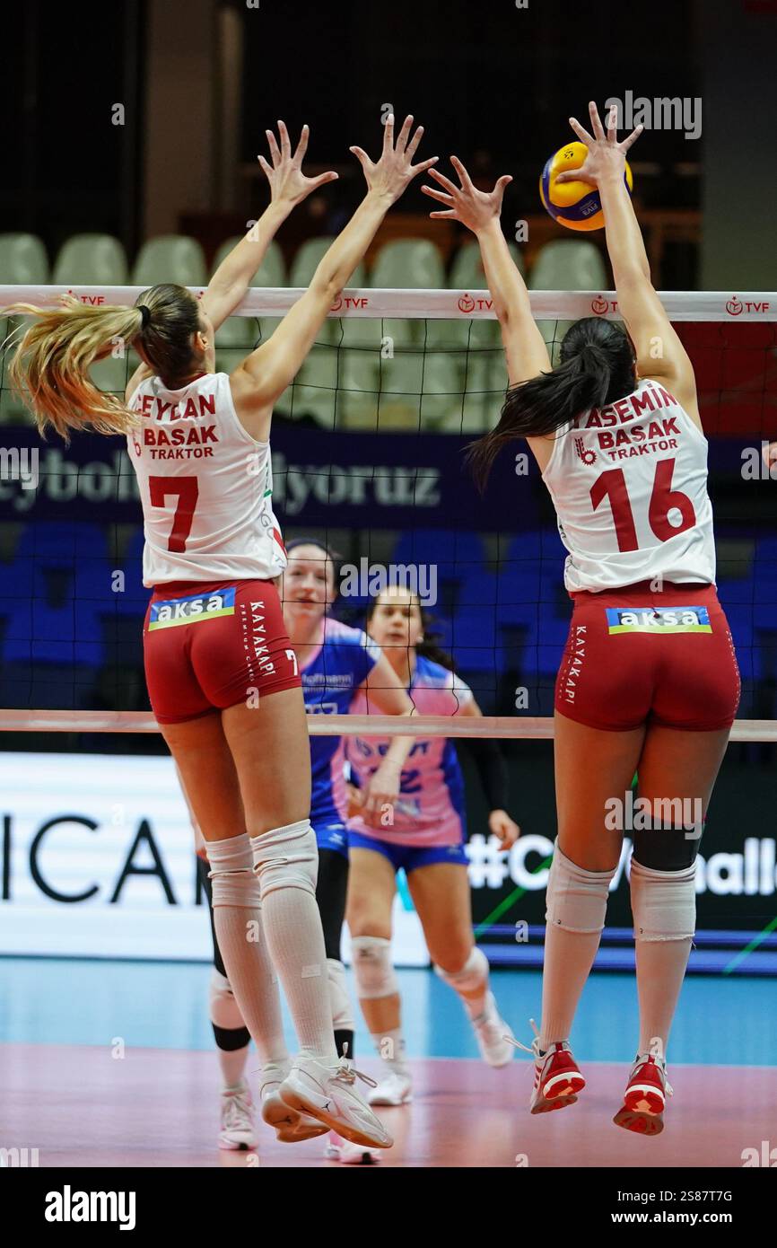 ISTANBUL, TURKIYE - DECEMBER 12, 2024: Ceylan Arisan and Yasemin Ozel ...
