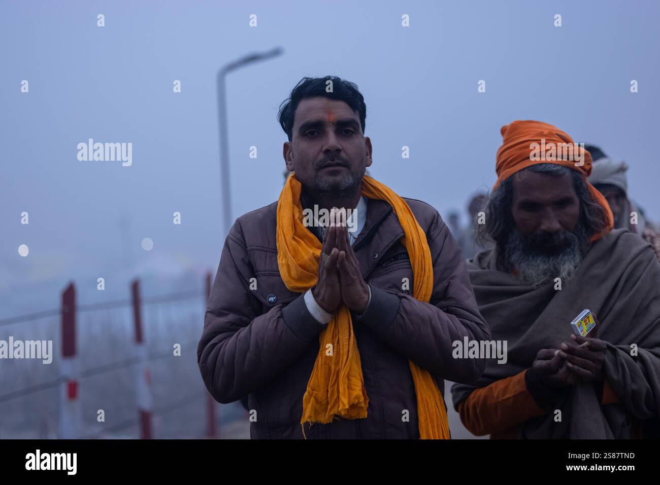 Mahakumbh, Portrait of holy male sadhu baba participating in maha kumbh ...