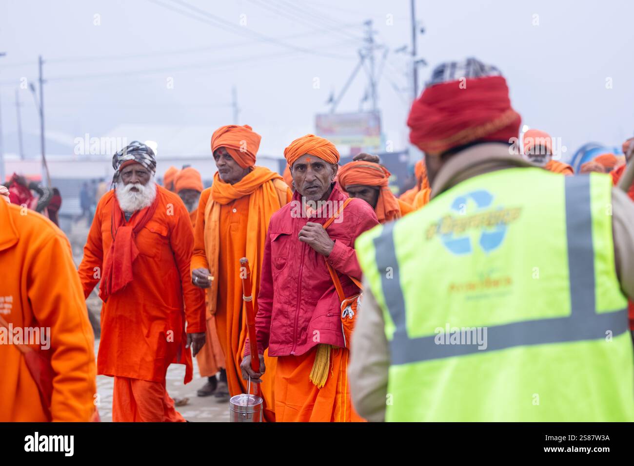 Mahakumbh, Portrait of holy male sadhu baba participating in maha kumbh ...