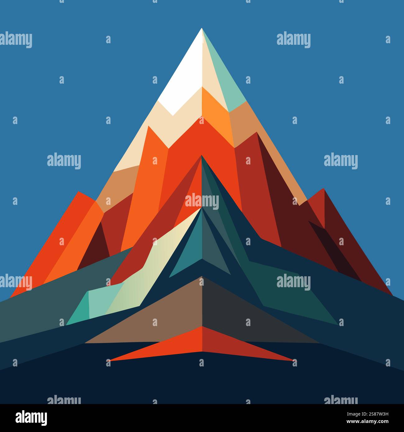 Mountain landscape in flat design. Colorful illustration of camping ...
