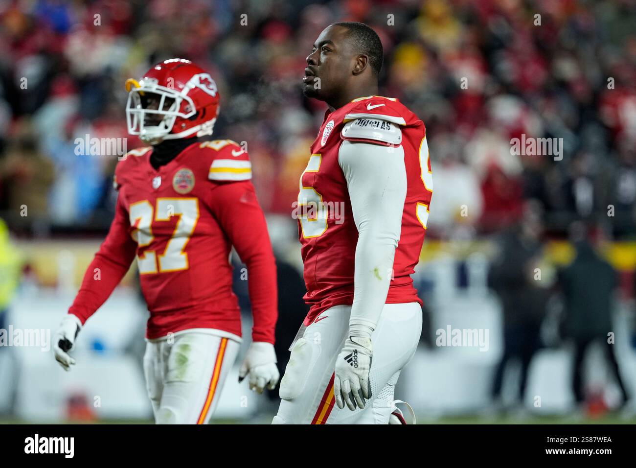 Kansas City Chiefs defensive tackle Chris Jones is seen against the Houston Texans during an NFL ...