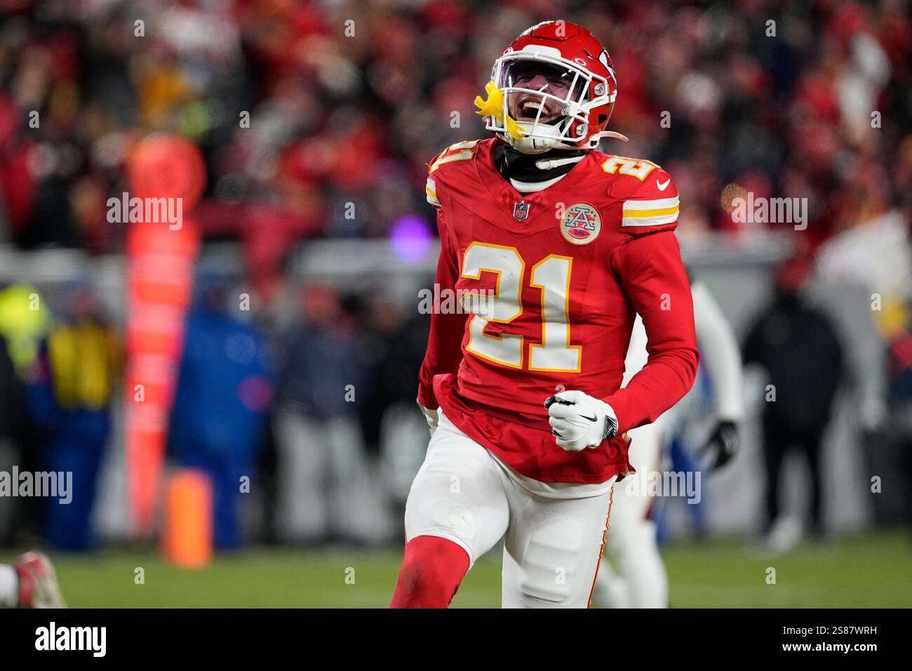 Kansas City Chiefs safety Jaden Hicks celebrates a sack against the ...
