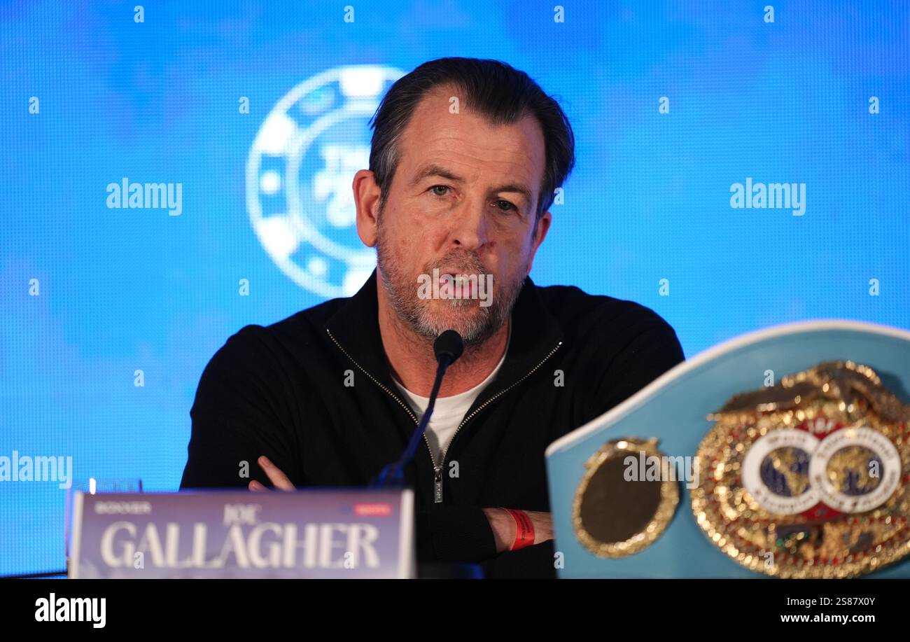 Boxing coach Joe Gallagher during a press conference at The Dorchester ...