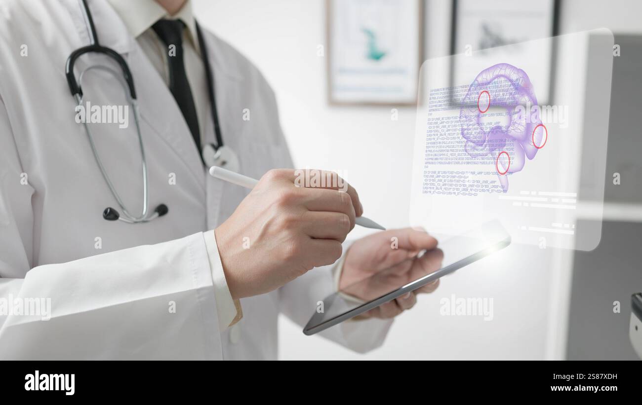 A doctor uses advanced AI technology to analyze and diagnose the human ...