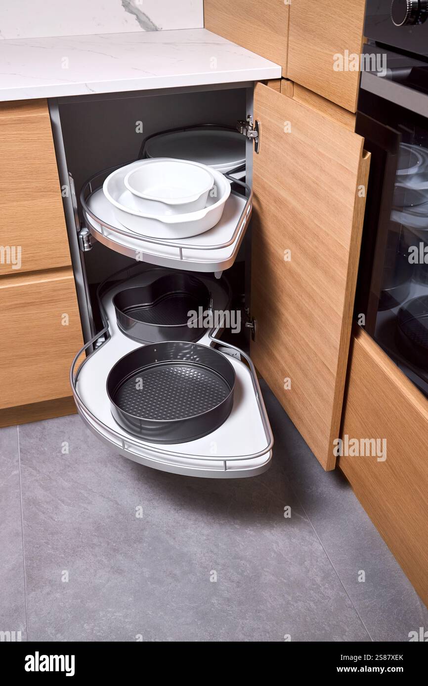 Kitchen access mechanism Magic corner for Blind Corner Cabinets pushed ...