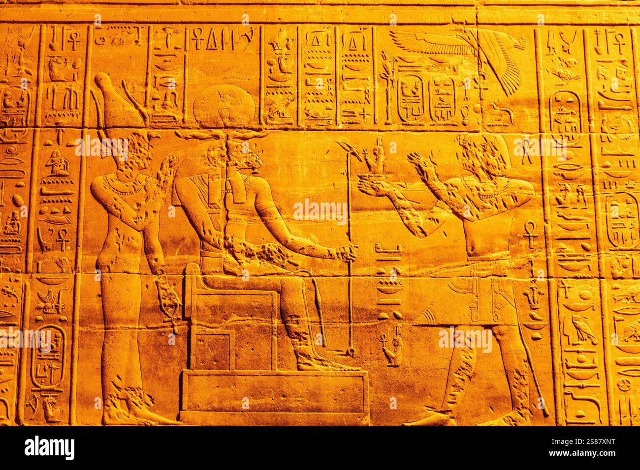 Aswan, Egypt; January 18, 2024: Study the inscriptions of the temple of ...