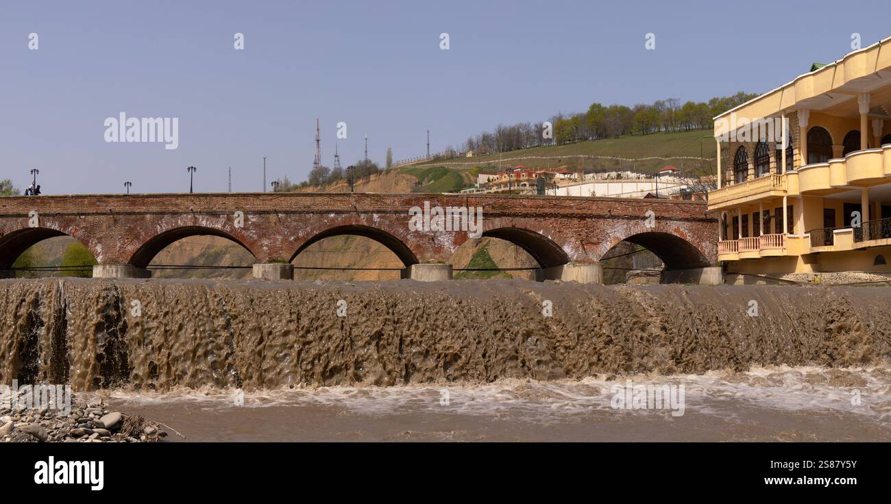 City of Guba. Azerbaijan. 04.19.2022. Rough flow of water in the river ...