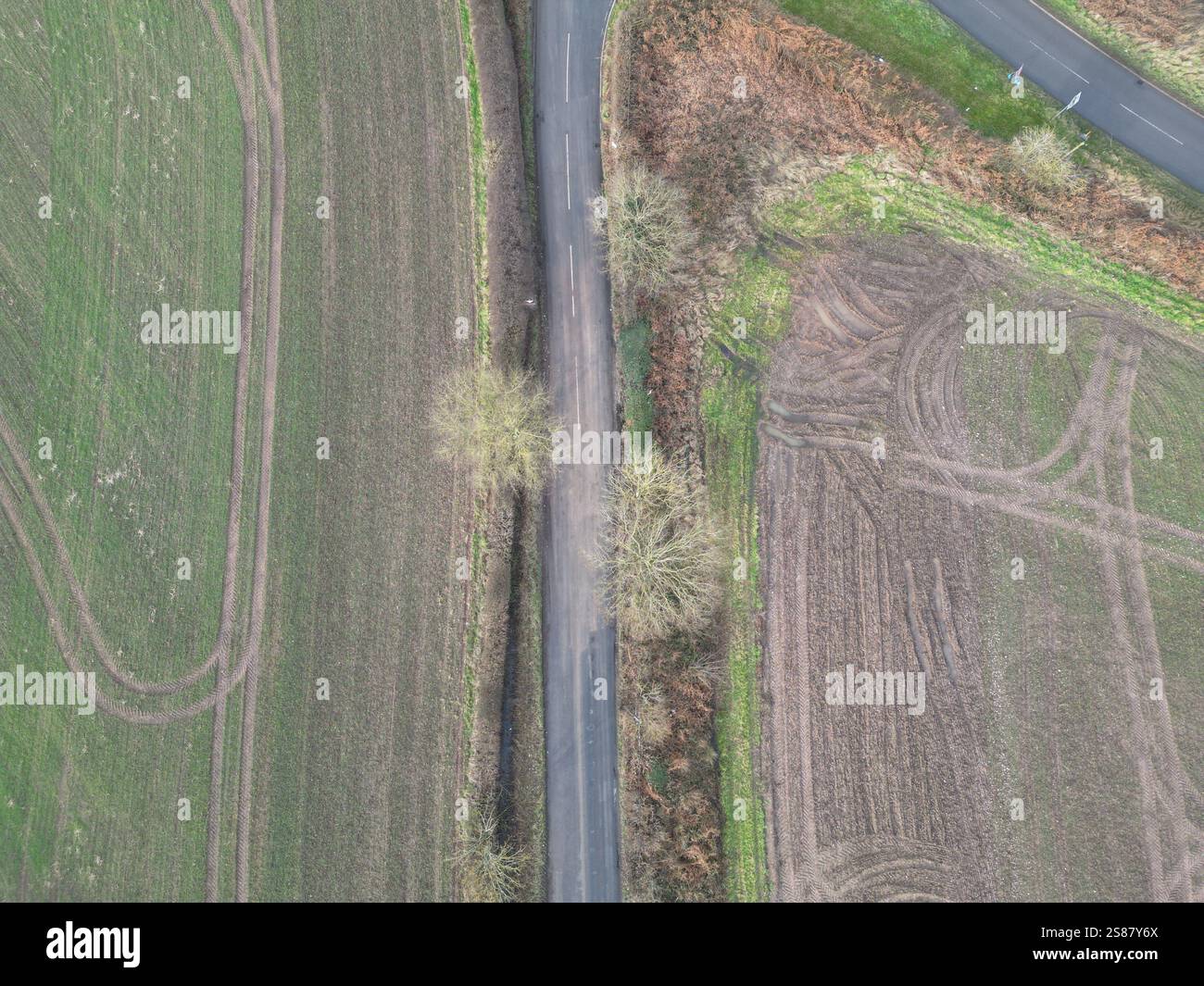 An aerial view of Watery Lane, on the outskirts of Lichfield in ...